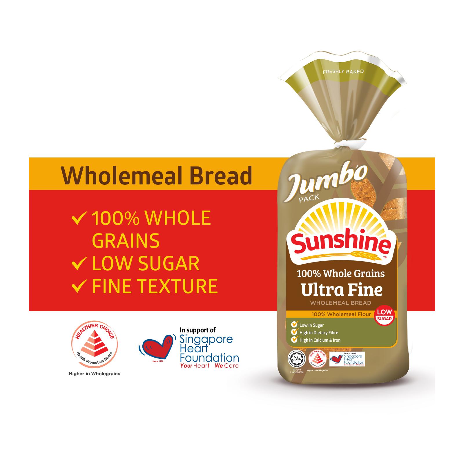 Sunshine 100 Percent Whole Grains Ultra Fine Wholemeal Jumbo Bread | Lazada Singapore