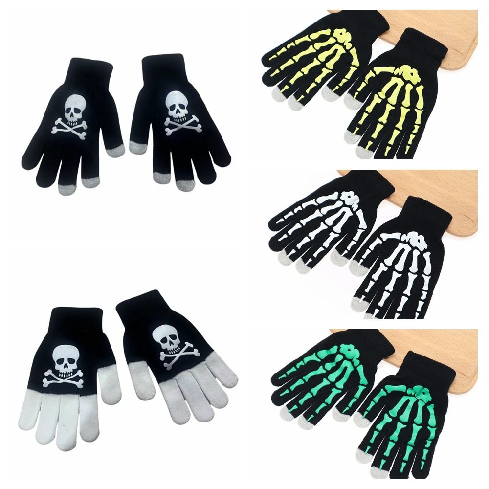 Warmer Knitted Claw Gloves Touch Screen Skeleton Halloween Mittens Keep ...