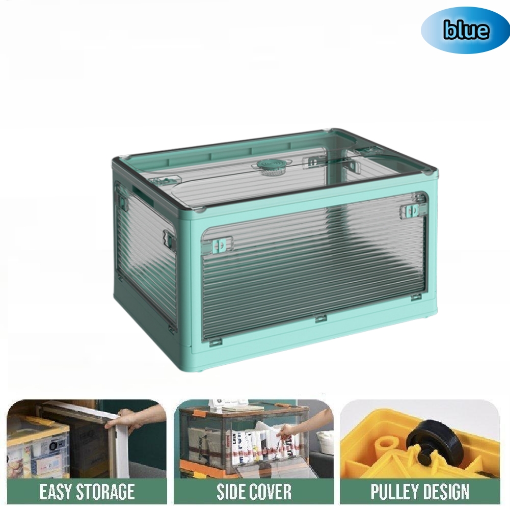 Folding storage box five doors multi-functional stackable plastic ...