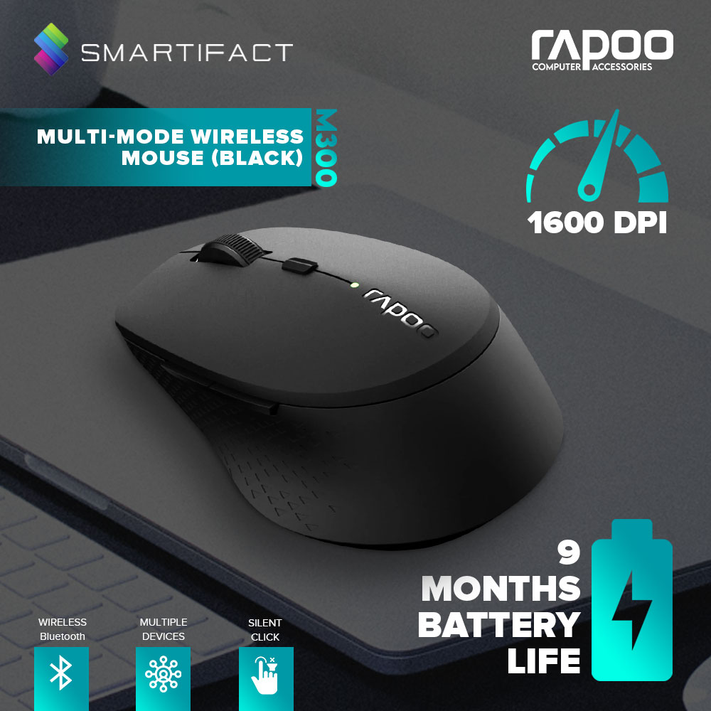 Rapoo M300 2.4G Optical Wireless Bluetooth Mouse 10M Working Range DPI ...