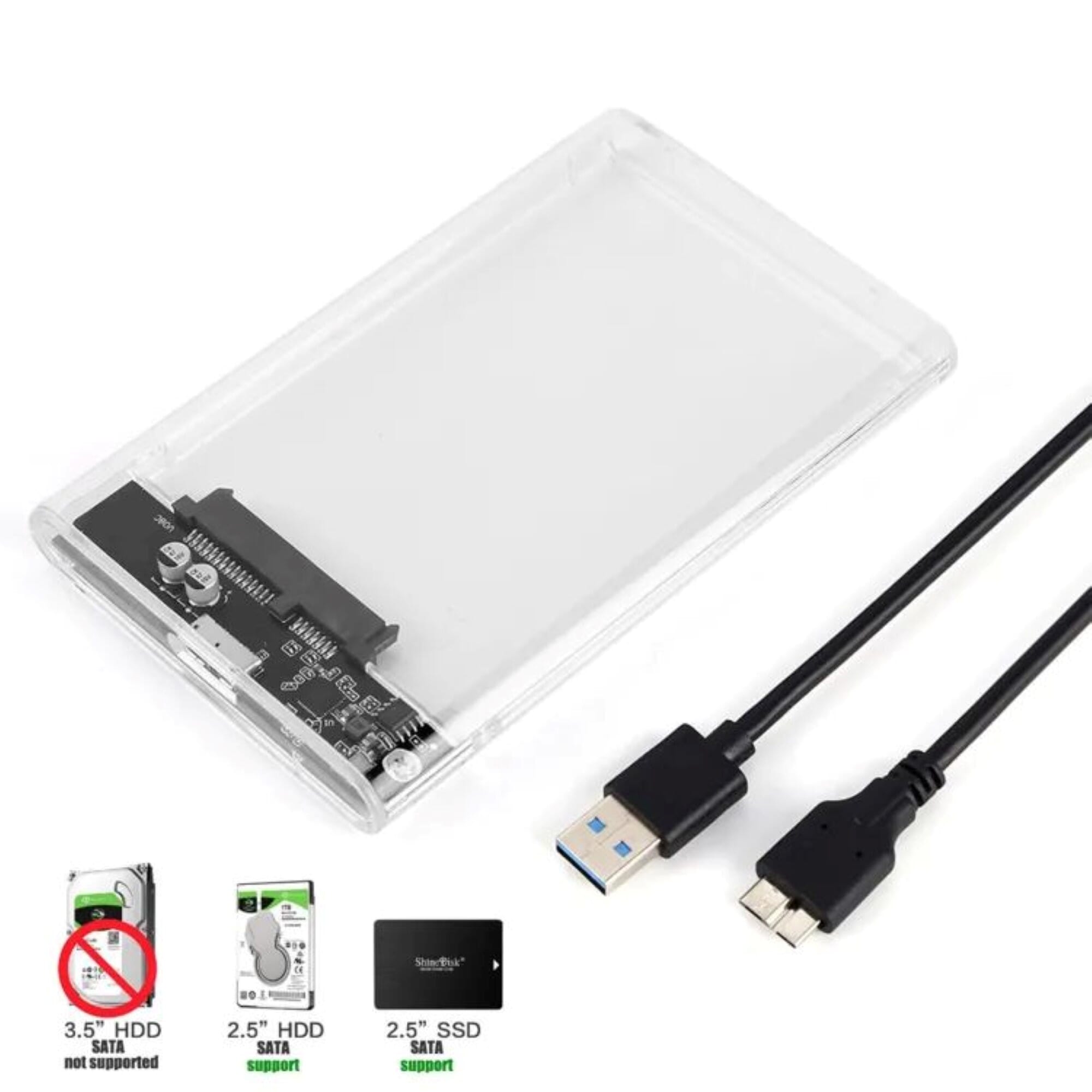 SATA To USB 3.0 HDD Case Enclosure 2.5 Inch Serial Port SATA SSD Hard ...