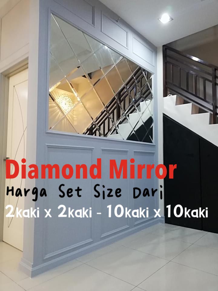 Diamond Mirror Set Size Dari 2 Kaki x 2 Kaki Hingga 10 Kaki x 10 Kaki - Ready Stock Mirror ...
