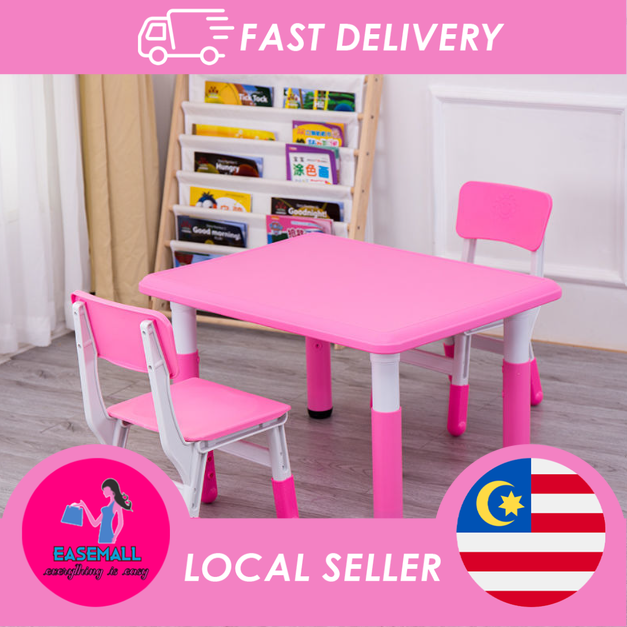 [ 1 Table + 2 Chair ] Kids Learning Table Adjustable Table Meja Belajar ...