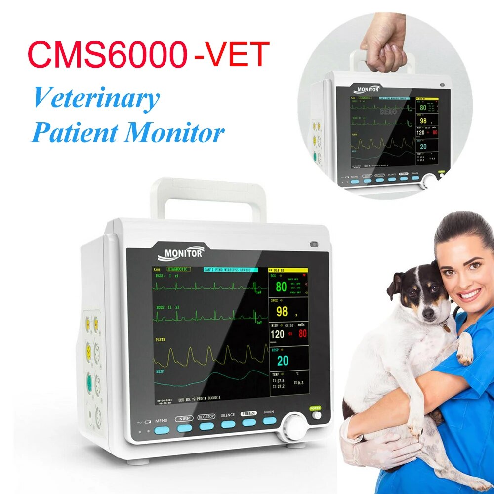 Contec CMS6000-VET Veterinary Patient Monitor 6 Parameters ECG NIBP ...