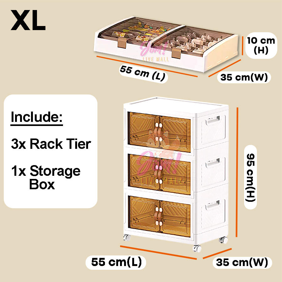Twin Door Foldable Cabinet Storage Box Stackable Box Organizer Storage ...