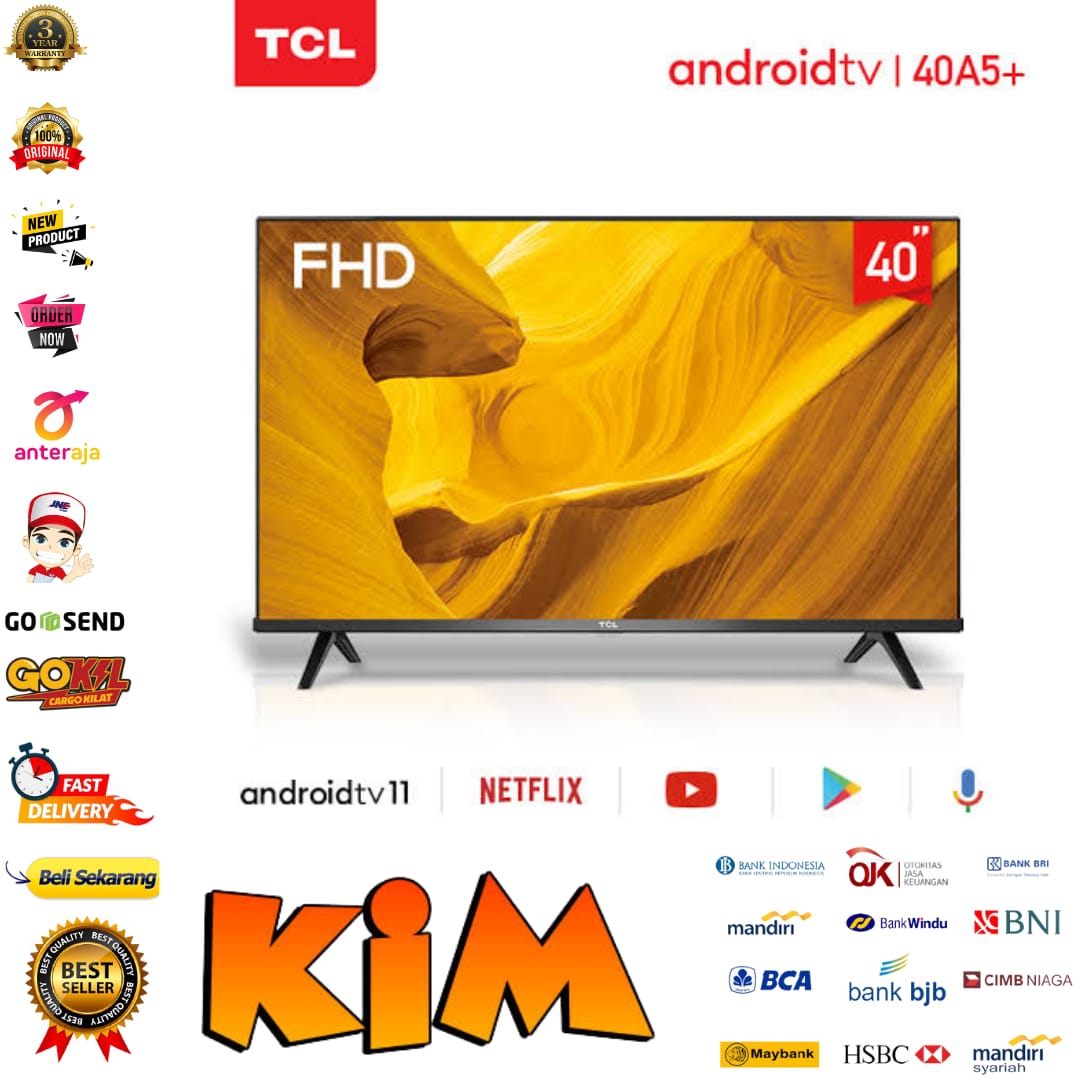 TCL LED 40 inch 40A5+ SMART ANDROID 11 YOUTUBE - NEW!! Garansi Resmi ...