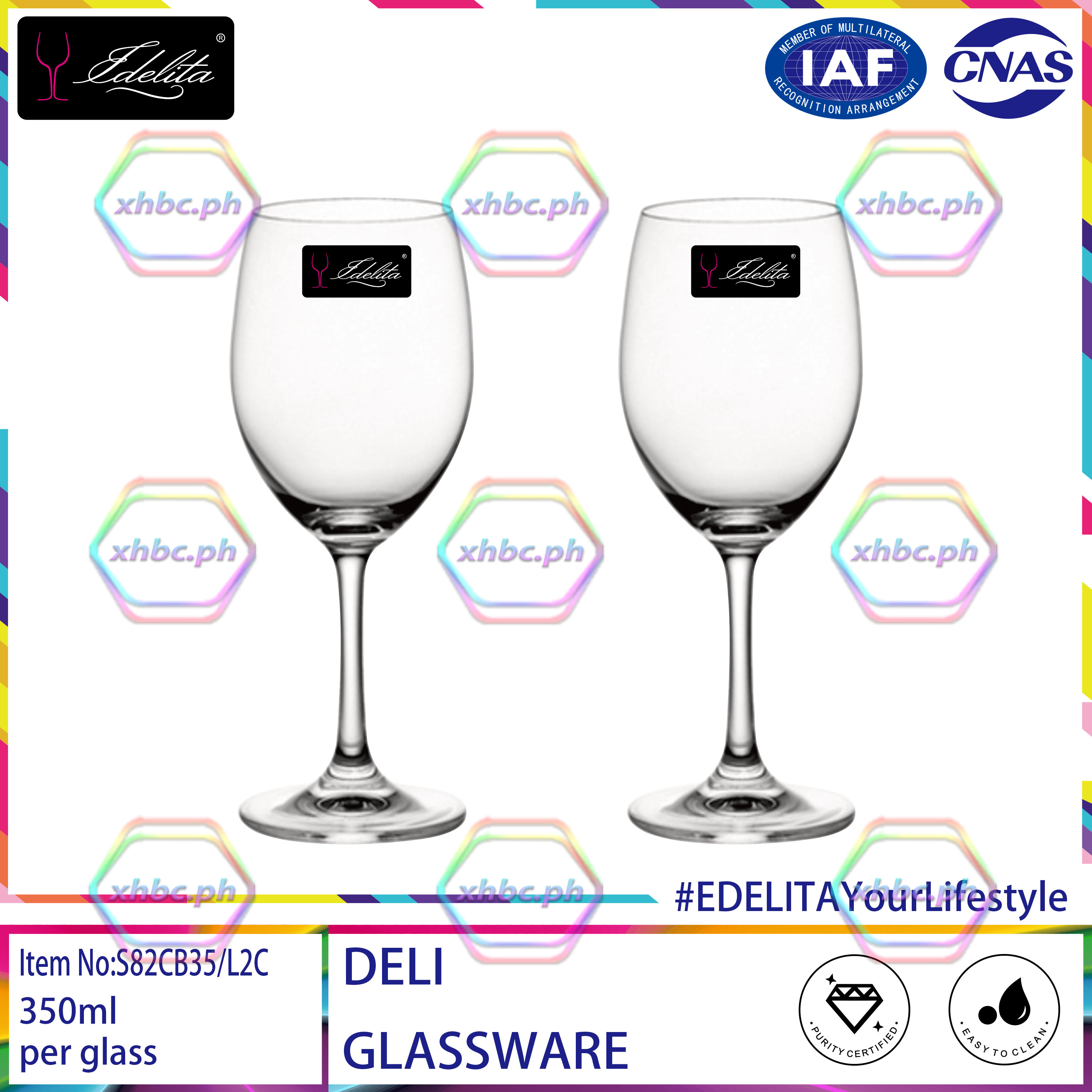 Deli IDELITA ️350ml Glassware Lead-free crystal Goblet glass wine glass ...
