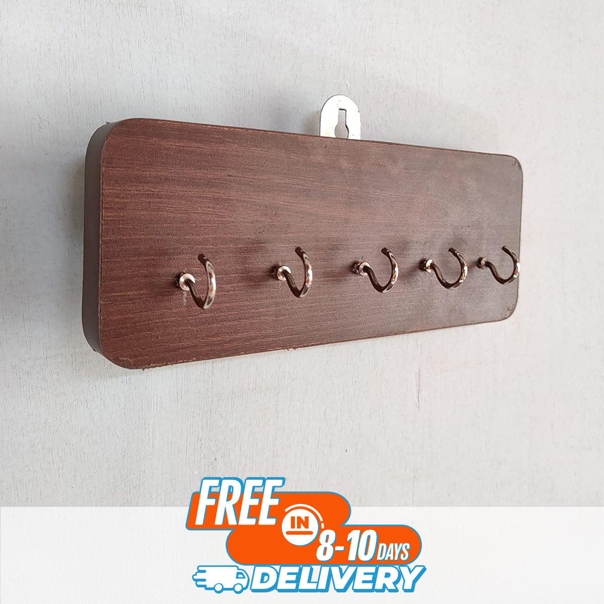 Home Decor Wooden Premium Key Chain Wall Hanging Key Holder 5 Hooks ...