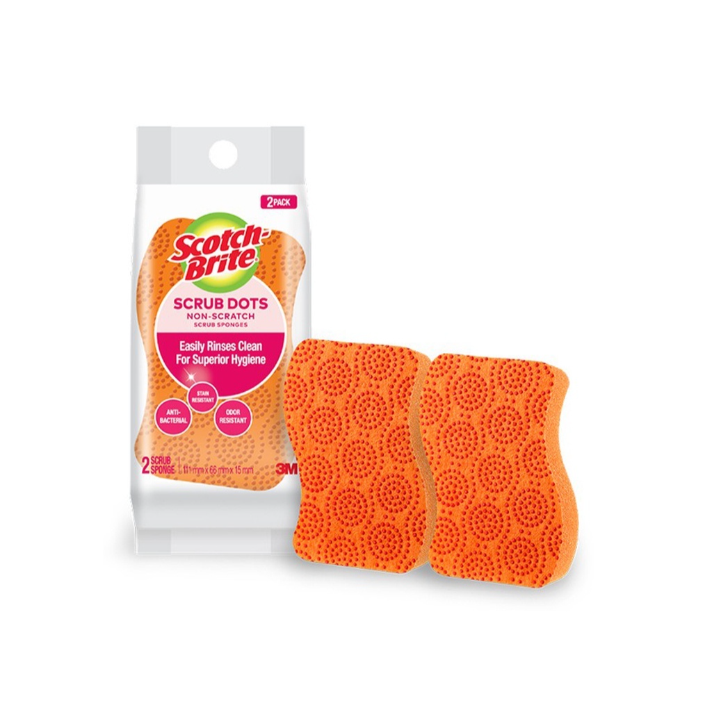 3M Scotch Brite Scrub Dots Antibacterial Scrub Sponge Rinses Clean ...