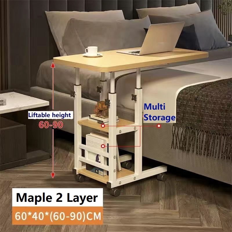 60cm/80cm Movable Laptop Table/ Computer Study Desk/ Bedside Bed Sofa ...