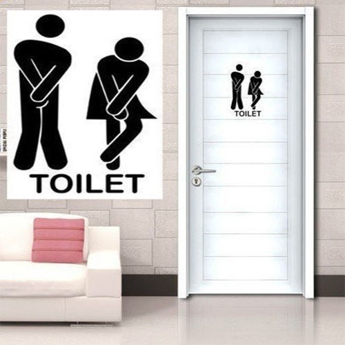 Stick Figure Toilet Door Sign Wall Sticker Vinyl Decal Decor - Dark ...