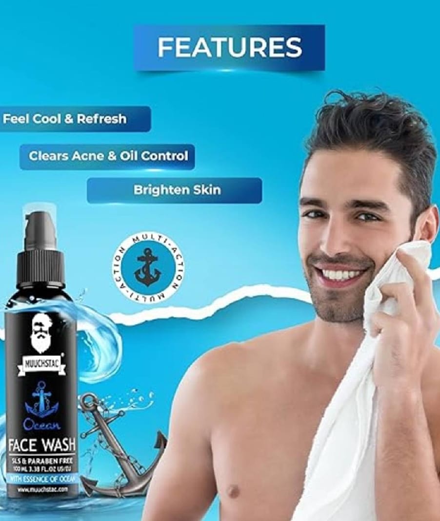 Muuchstac Ocean Face Wash for Men | Fight Acne & Pimples, Brighten Skin ...