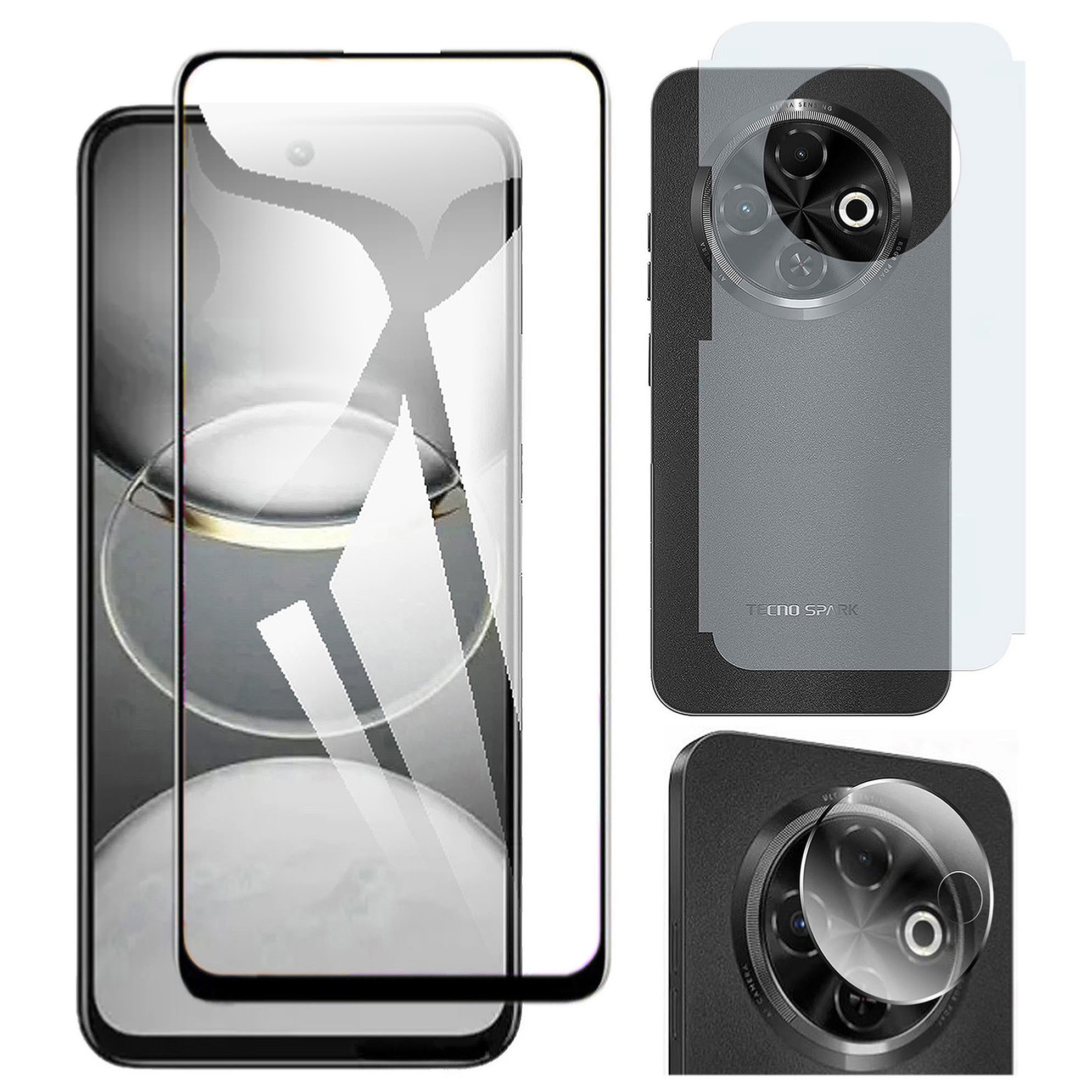 Tecno Spark 30C Full Curve 9D Tempered Glass Screen Protector Complete ...
