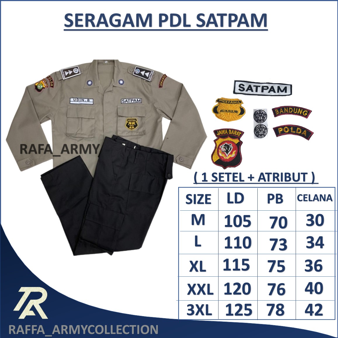 Baju Seragam Pdl Satpam Lengan Panjang Setelan Pdl Security Model ...