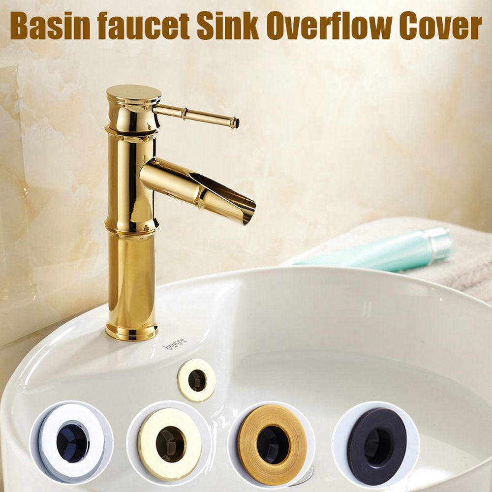 Plastic Basin Faucet Sink Overflow Cover Hole Cap Insert Chrome Ring ...