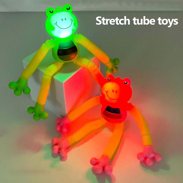 Pop Tubes Sensory Toy Light Up Fidget Tubes Frog Cartoon Suction Cup ...