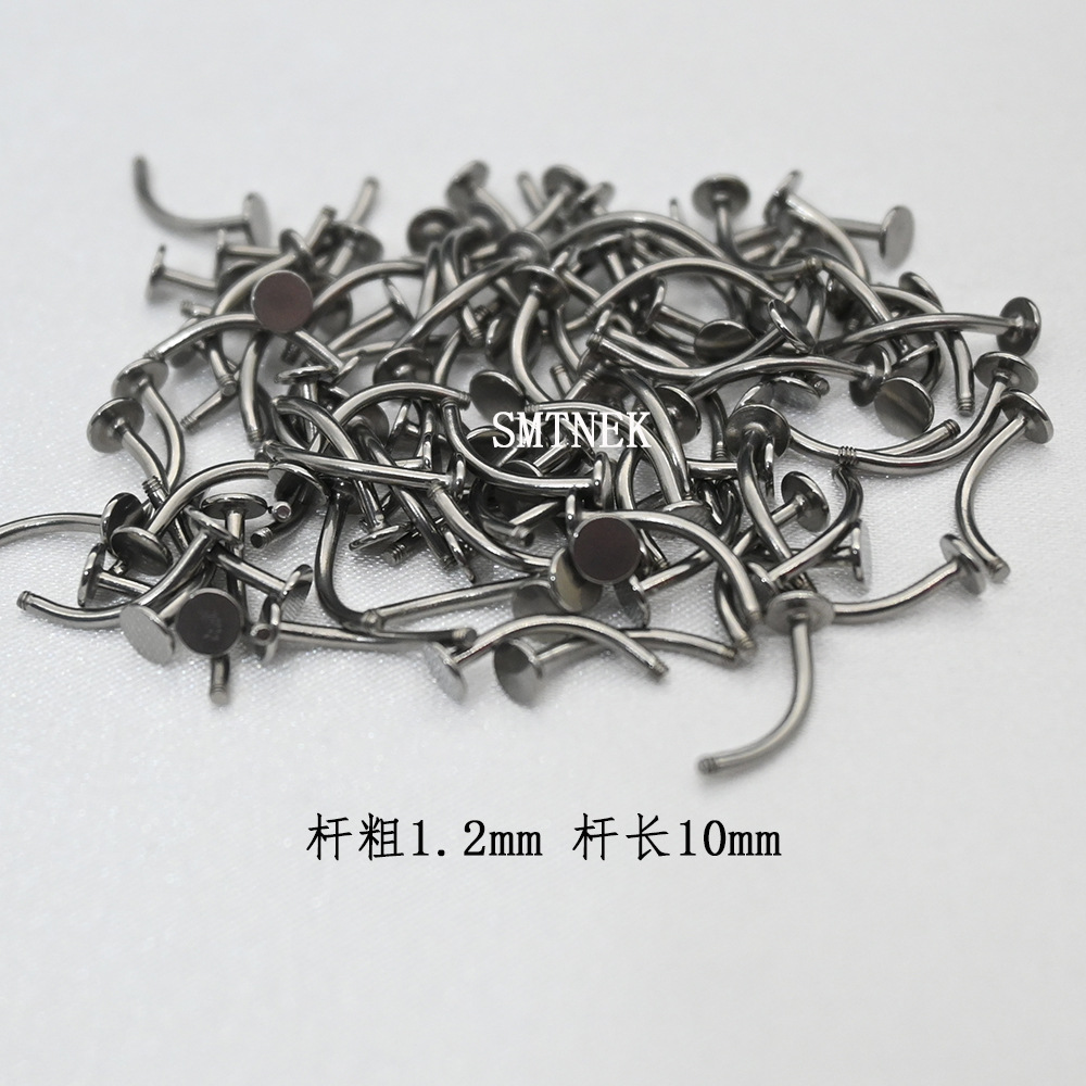 SMTNEK titanium steel external thread bent rod flat bottom nail lip ...
