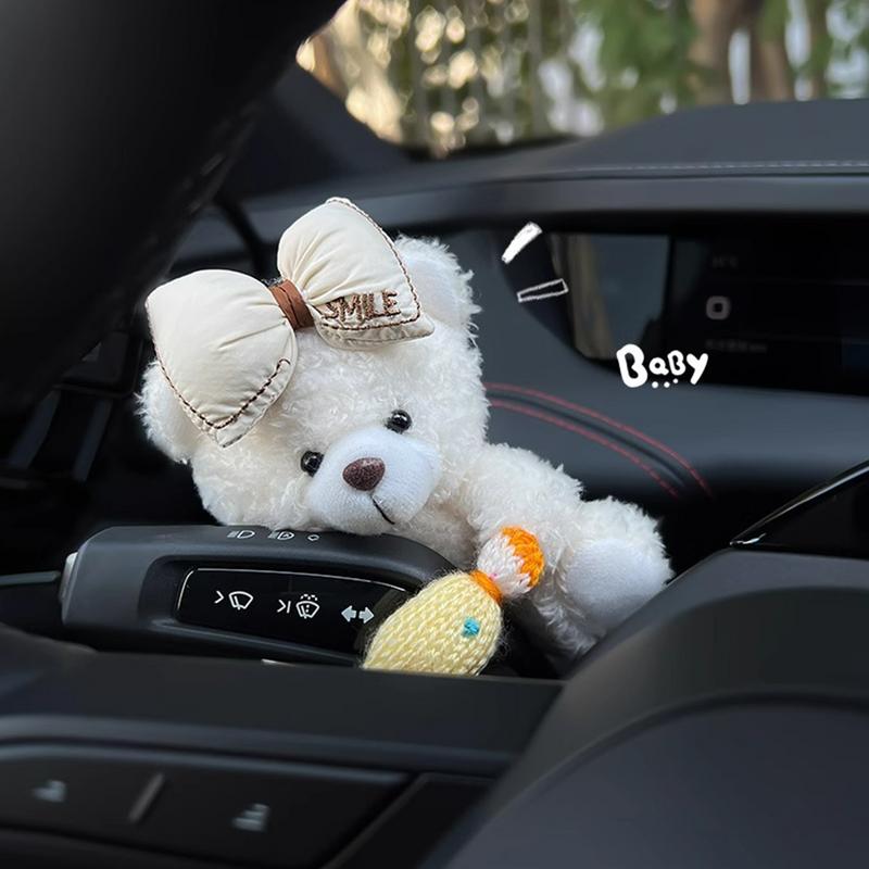 Plush bear Doll Clutch Decor Car Wiper Turn Switch Cute Kawaii White ...
