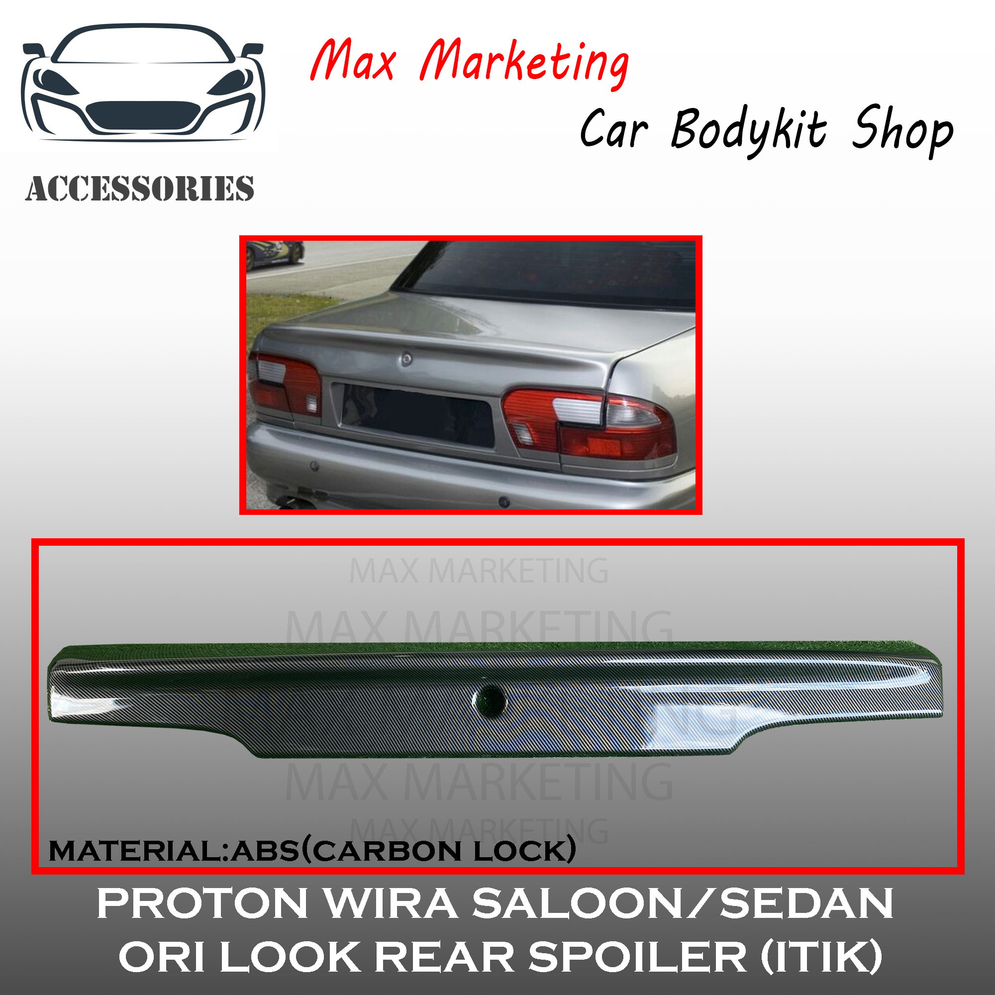 PROTON WIRA SALOON SEDAN OE SPOILER ITIK FULL FITING /HIGH QUALITY ...