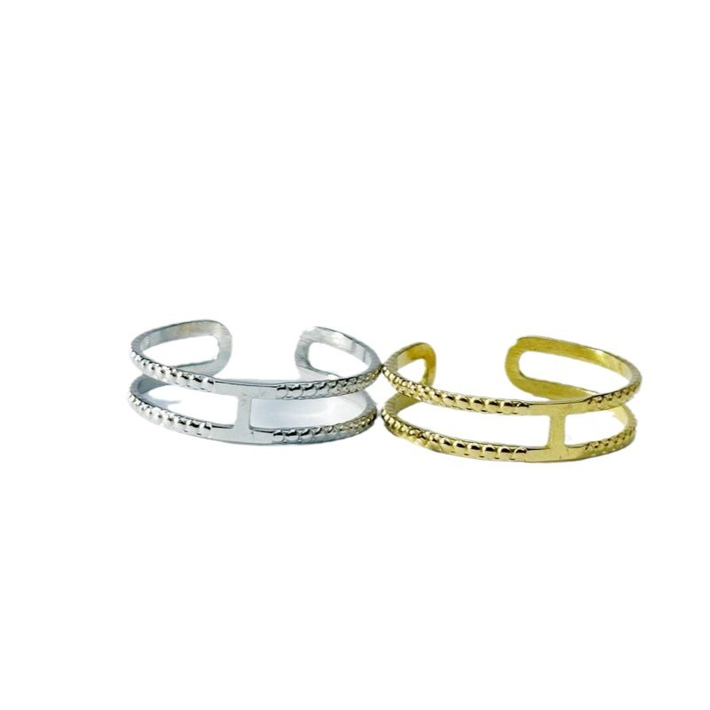 Ins Style Opening Adjusting Stainless Steel Hollow Ring Women's Double ...