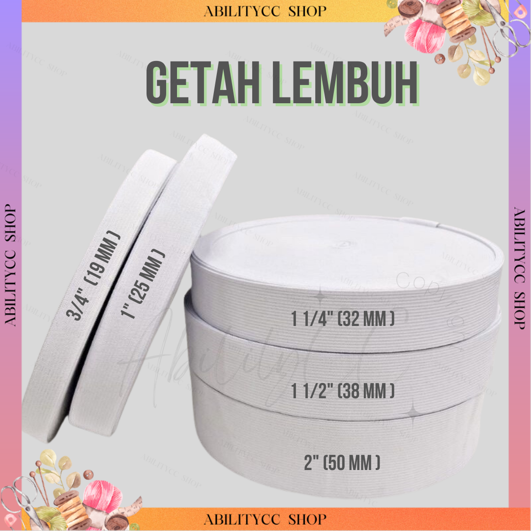 33 Meters Getah Kain Lembut 2x2, Getah Pinggang / Getah Seluar Lembut ...
