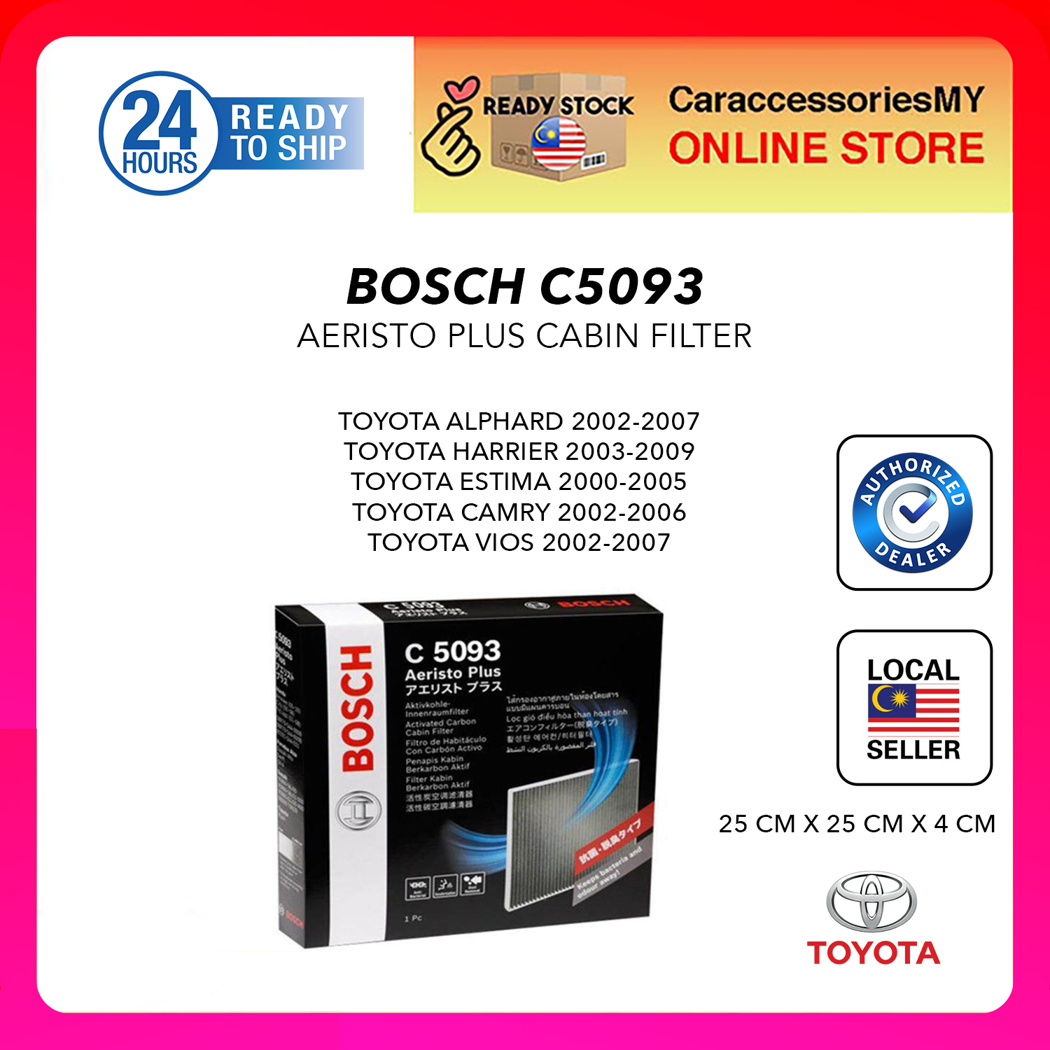Bosch cabin air filter toyota vios 03 alphard anh10 estima acr30 camry ...