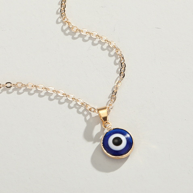 Turkish Evil Eye Pendant Necklace For Women Gold Color Clavicle Chain ...