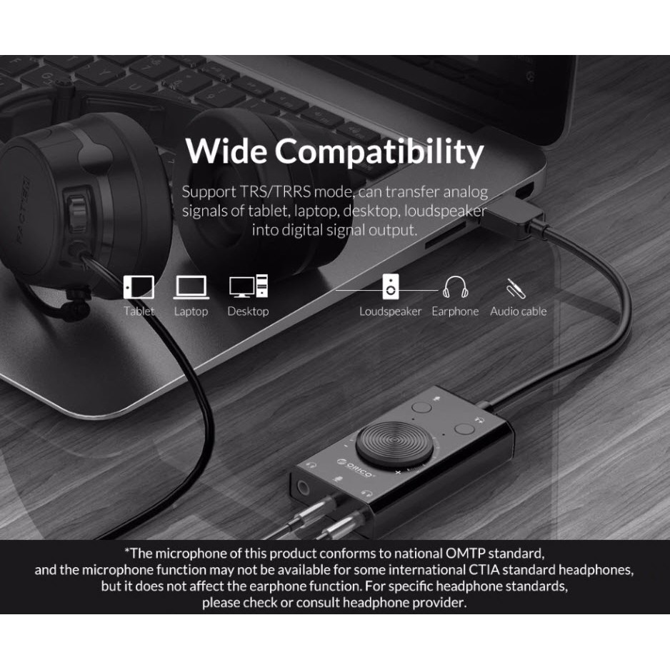(SC2 version)ORICO Portable USB External Sound Card Microphone Earphone ...