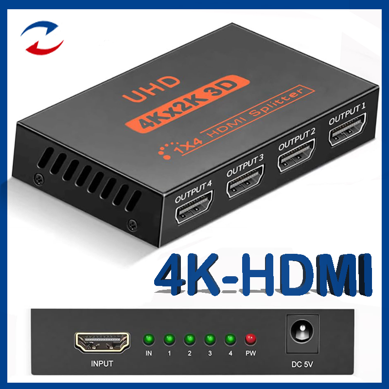 4K HDMI Splitter Ultra HD 4 Port HDMI Splitter 3D with Power cable for ...
