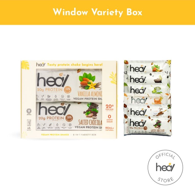 Heal Protein Variety Box- Whey Protein/ Vegan Protein (6 sachets) HALAL ...