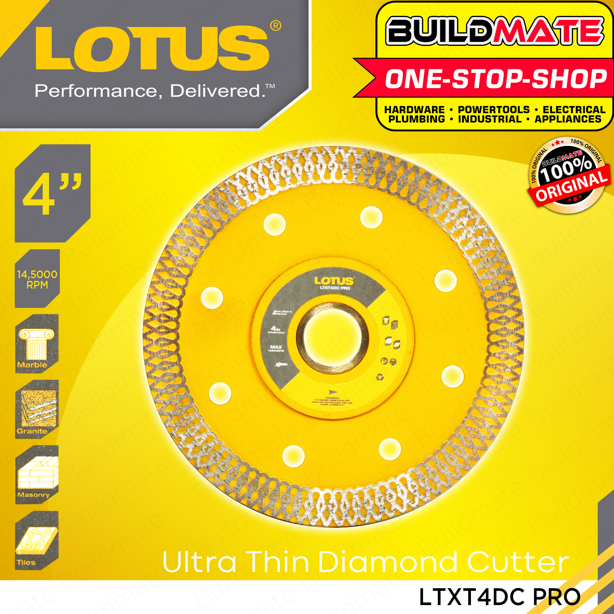 BUILDMATE Lotus Ultra Thin Cut Diamond Cutter 4" Inch Cutting Disc ...