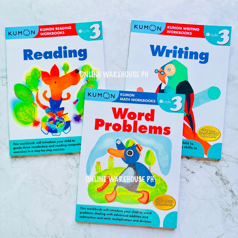Kumon Reading/Writing/Word Problems - Grade 1/2/3 - (Set of 3 Workbooks ...
