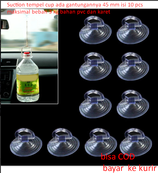 Suction tempel cup ada gantungannya 45 mm isi 10 pcs maksimal beban 3 kg bahan pvc dan karet ...