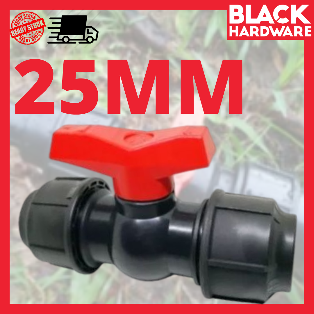 BLACK HARDWARE 20 25 MM Poly Pvc Penyambung Paip Pipe Stopcock Stop Cork Kok Ball Control Valve ...