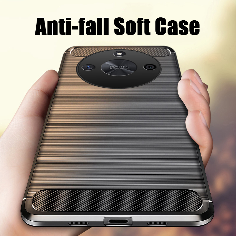 For Honor X9C Smart case Carbon Fiber Soft TPU Silicone Anti ...
