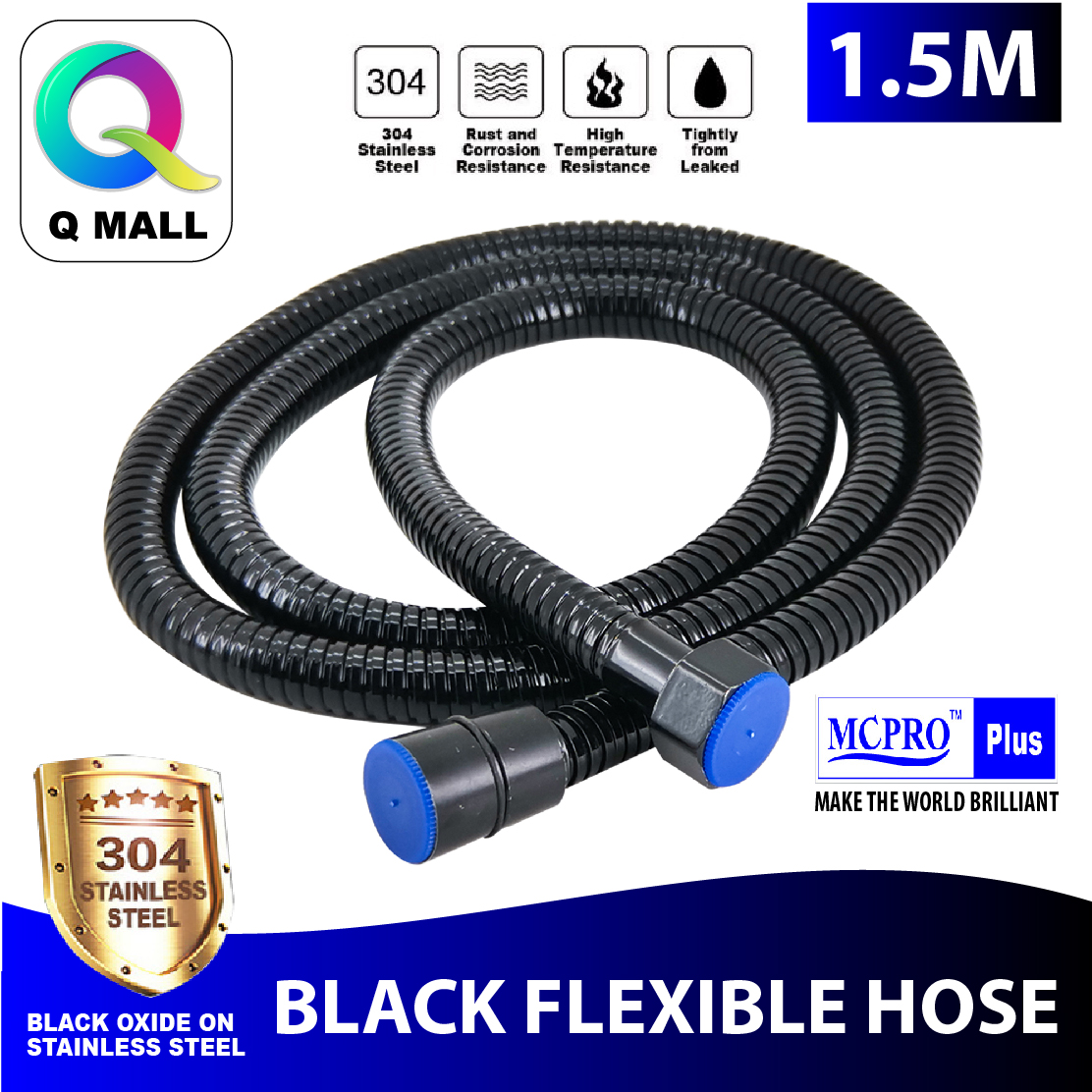 MCPRO PLUS STAINLESS STEEL SUS304 PREMIUM BLACK FLEXIBLE HOSE BIDET 1 ...