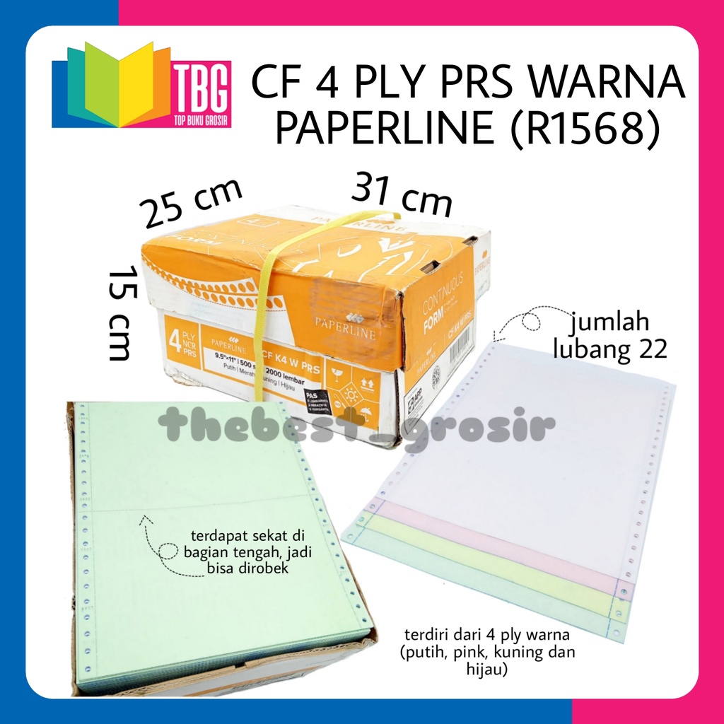 1 DUS CF 4 PLY PRS W PAPERLINE / CONTINUOUS FORM / KERTAS KASIR / KERTAS NOTA (R-1568) | Lazada ...