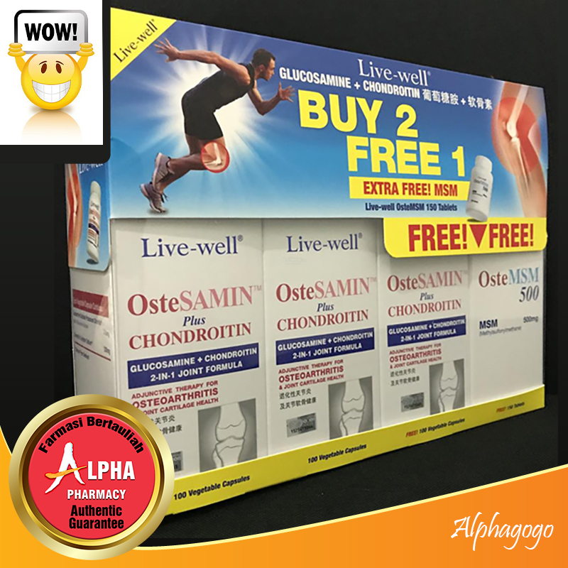 Live-well OsteSAMIN plus Chondroitin (2 X 100 Capsules FREE Extra 100 ...