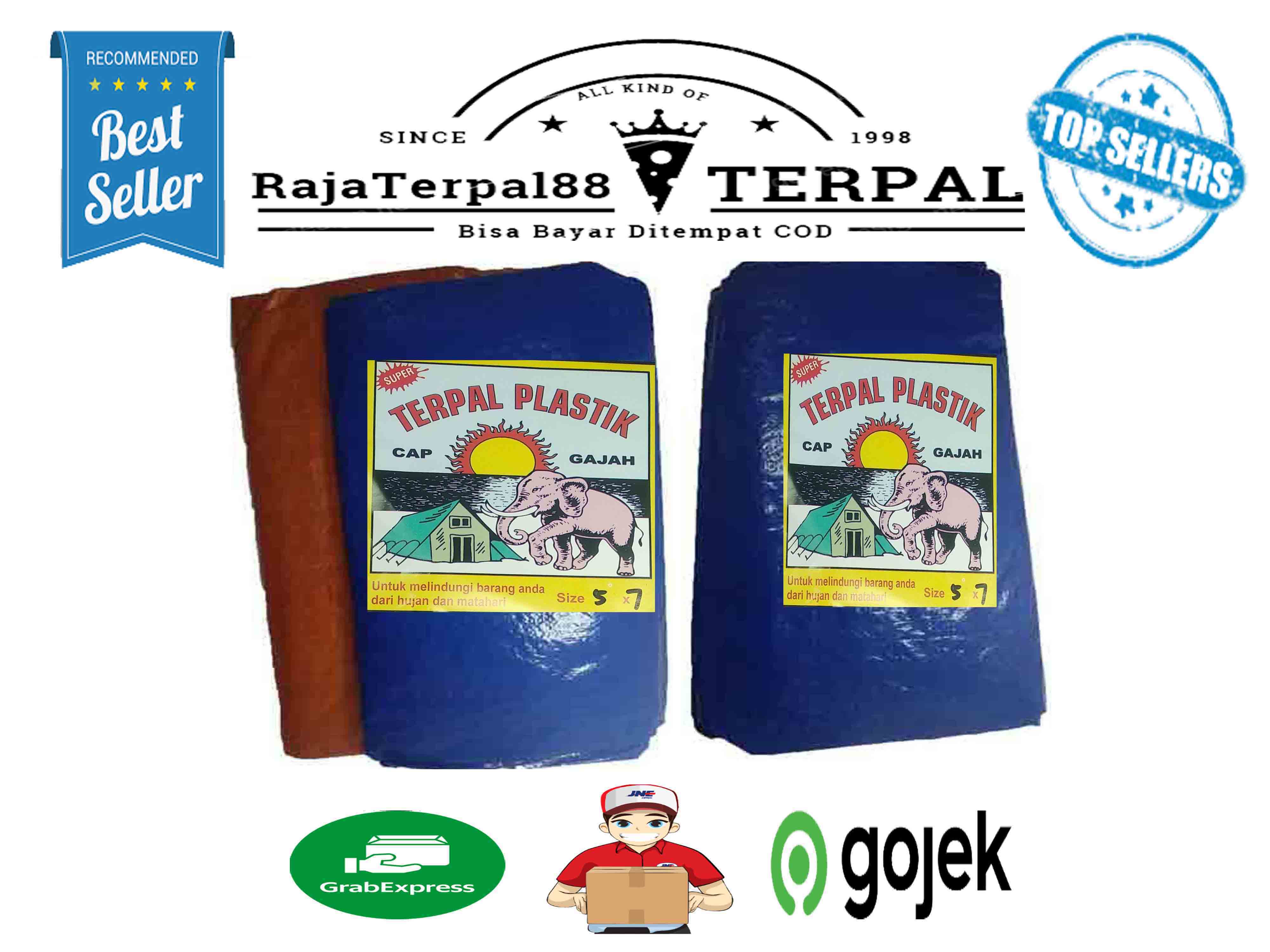 Terpal A3 5 Meter x 7 Meter Plastik Biru Oranye Cap Gajah/Terpal Kolam ...