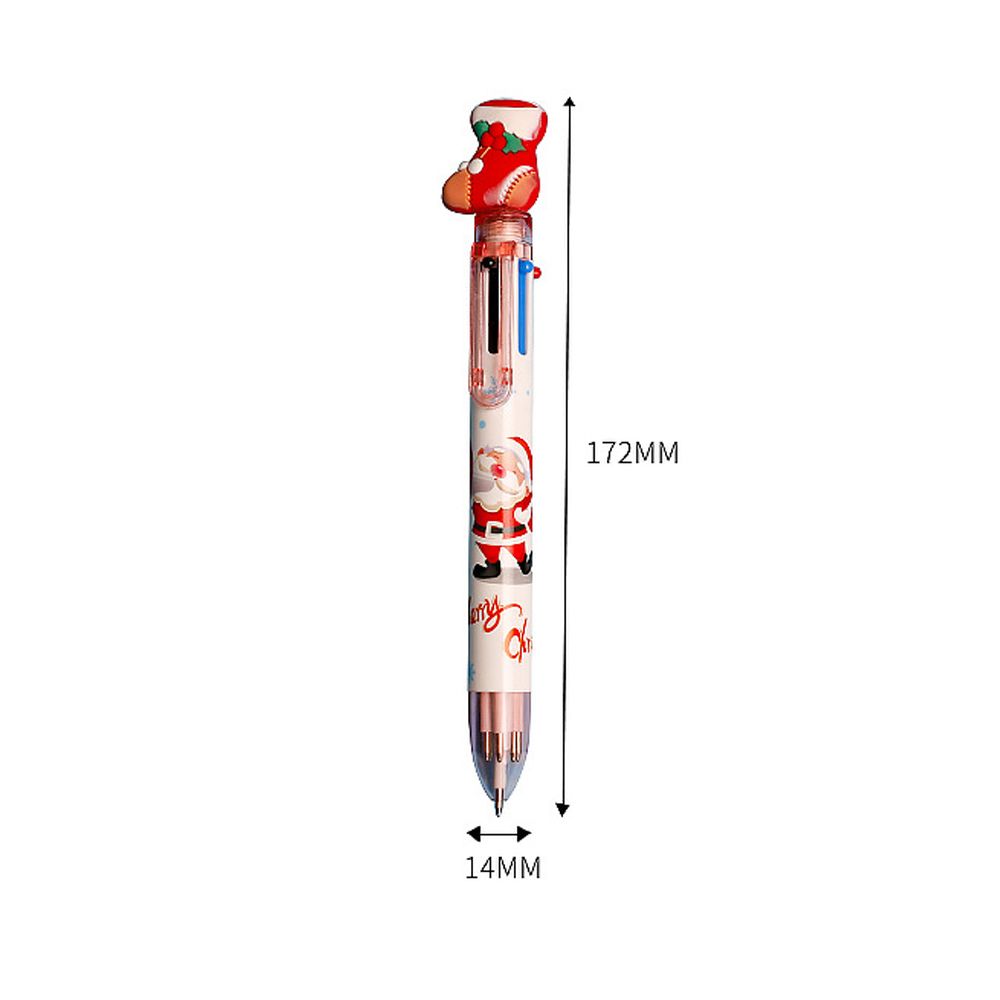 1pc Cartoon Six Color Pen Santa Claus Xmas Tree Elk Snowman Ballpoint ...