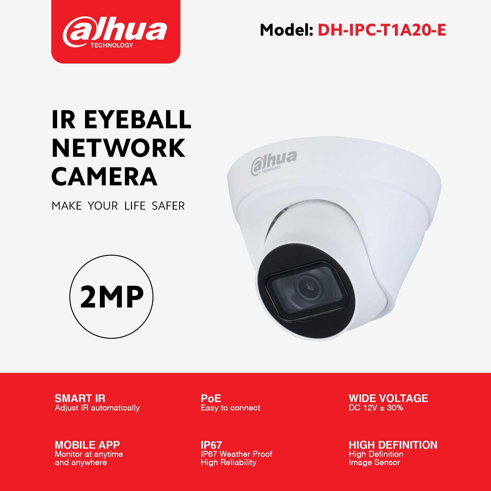 WOW | DAHUA IR EYEBALL NETWORK 2MP CAMERA | Model: DH-IPC-T1A20-E | Lazada PH