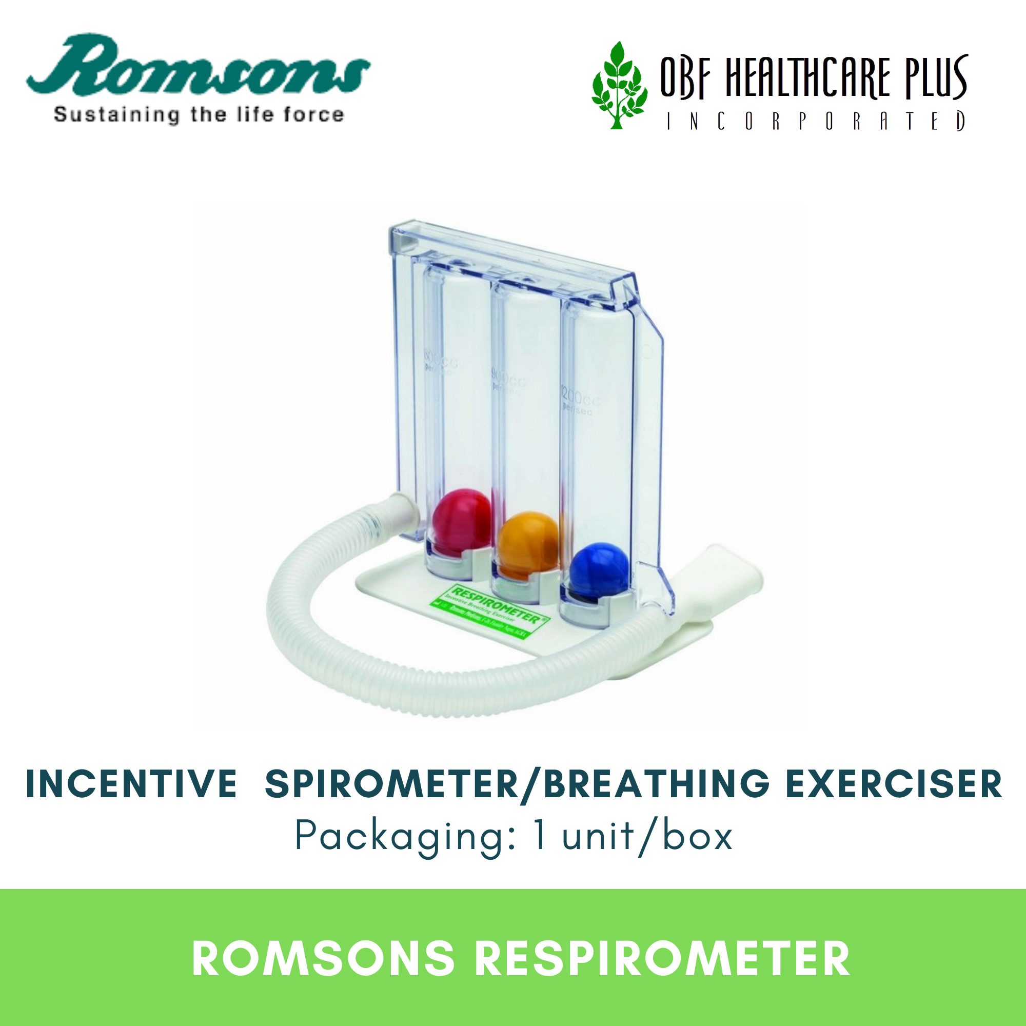 Romsons Respirometer/Incentive Spirometer/Breathing Exerciser, 1 unit ...
