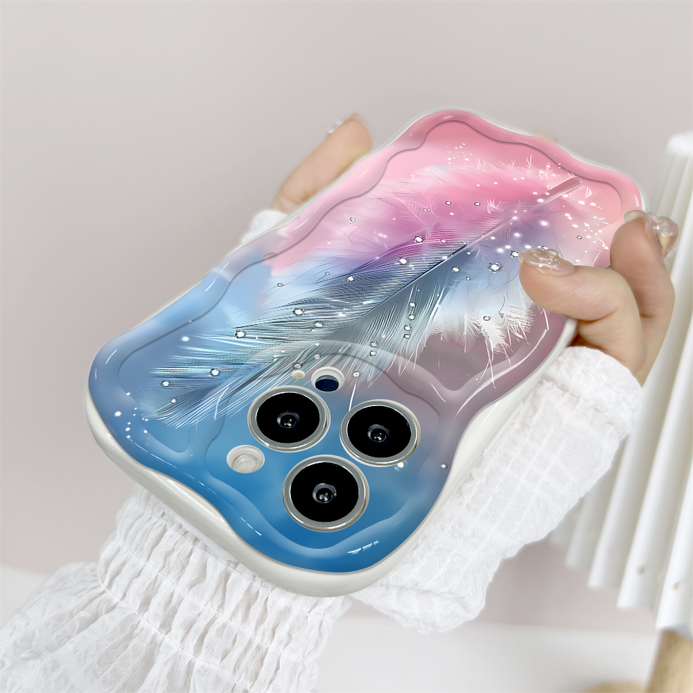 FELMYST for OPPO A12E A3S Realme C1 Back Cover Radiant Colored Feathers ...