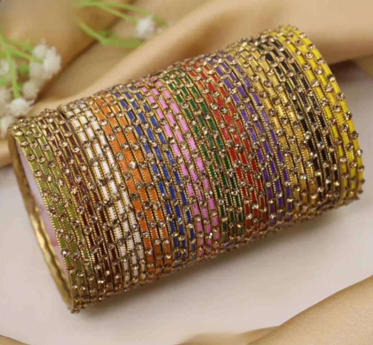 pack of 1 dozen /12 bangles Elegant Multi-Color Rhinestone Bangles ...
