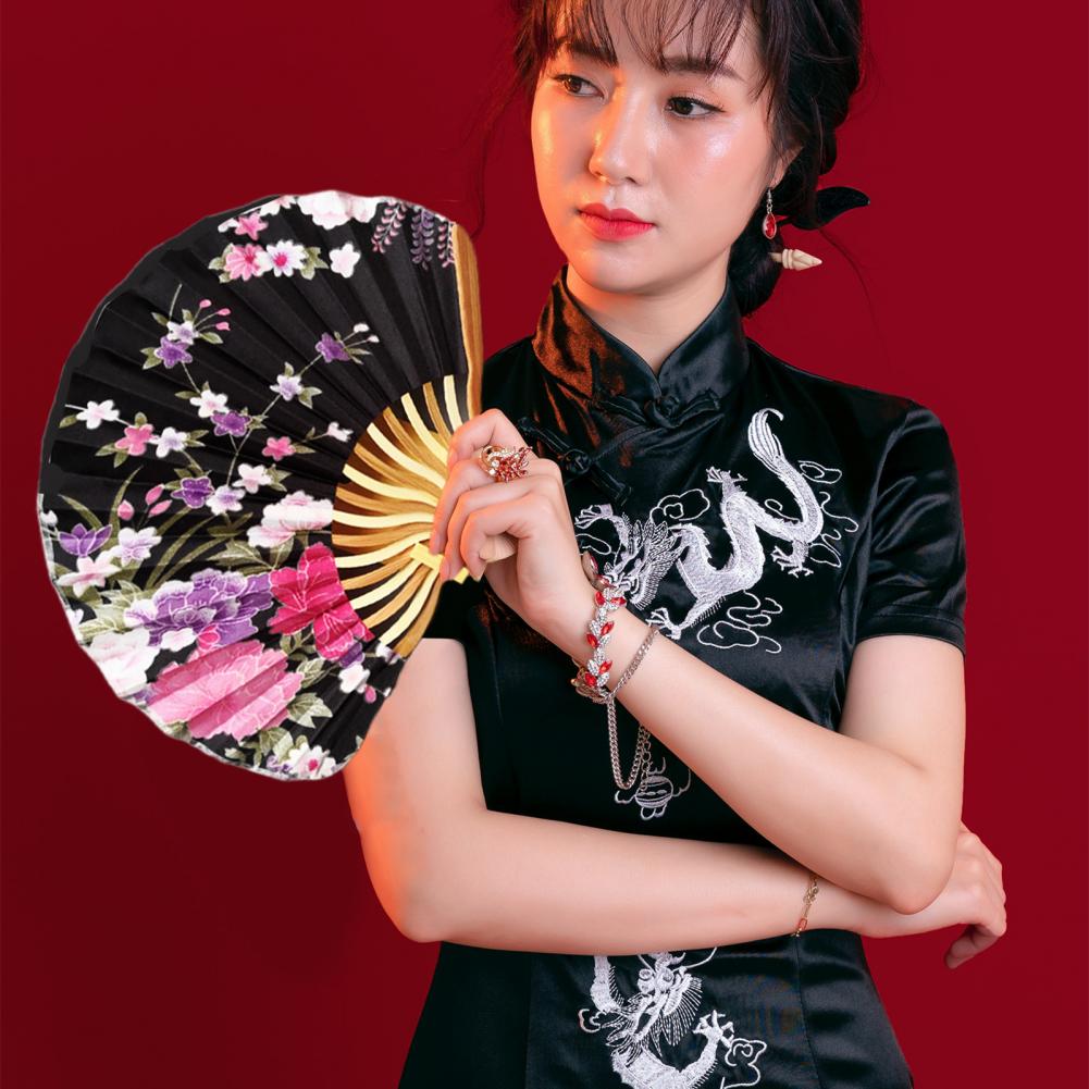 Japanese Style Hand Fan Vintage Style Floral Print Kimono Fan No Burr ...