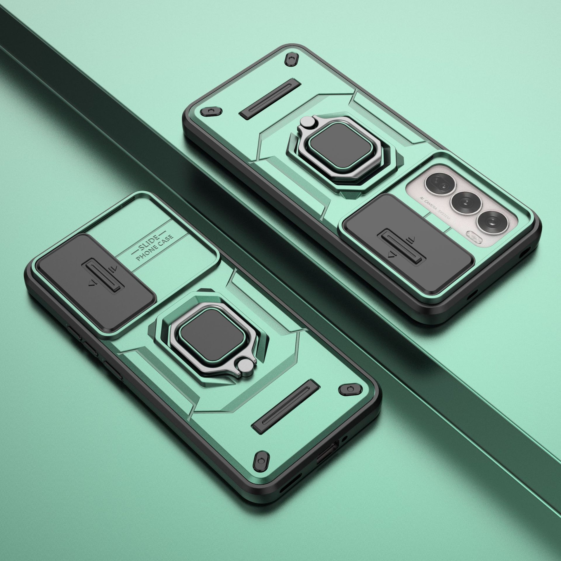 Oppo Reno 12 Case with Slide Camera Cover，Rotated Ring Kickstand ...