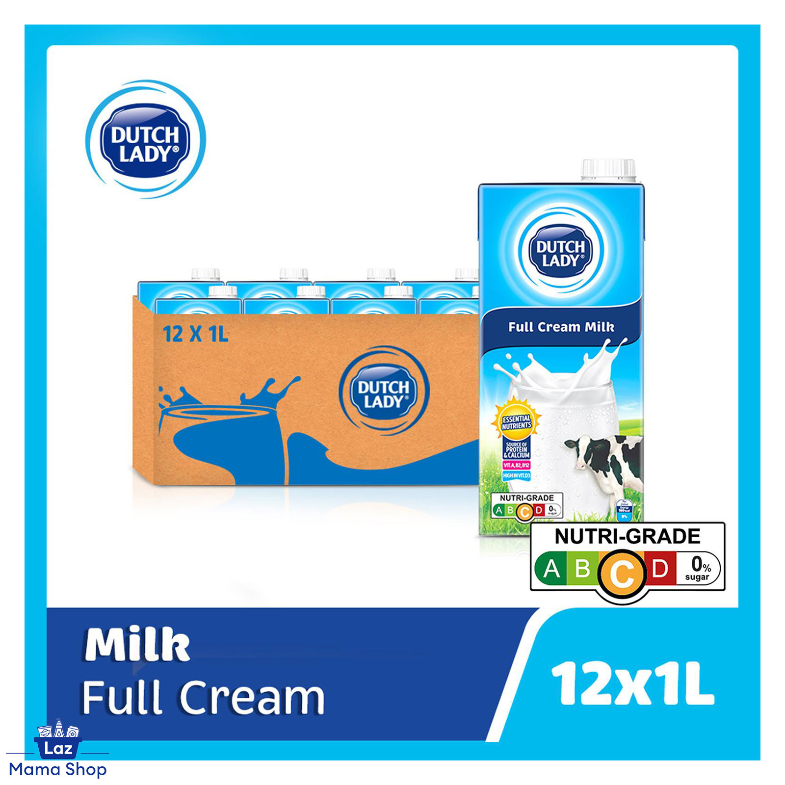 Dutch Lady UHT Full Cream Milk 12 x 1L - Case (Laz Mama Shop) | Lazada ...