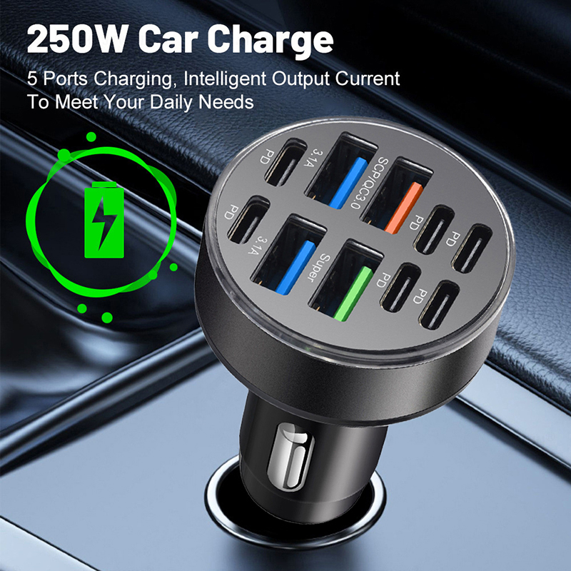 10-Ports USB Type-C Car Phone Charger For Truck Vehicles USB-C Fast ...