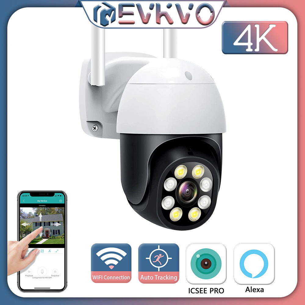 EVKVO [การ์ด SD ขนาด 128GB ฟรี] ICsee PRO HD 8MP Alexa PTZ กล้อง IP ...