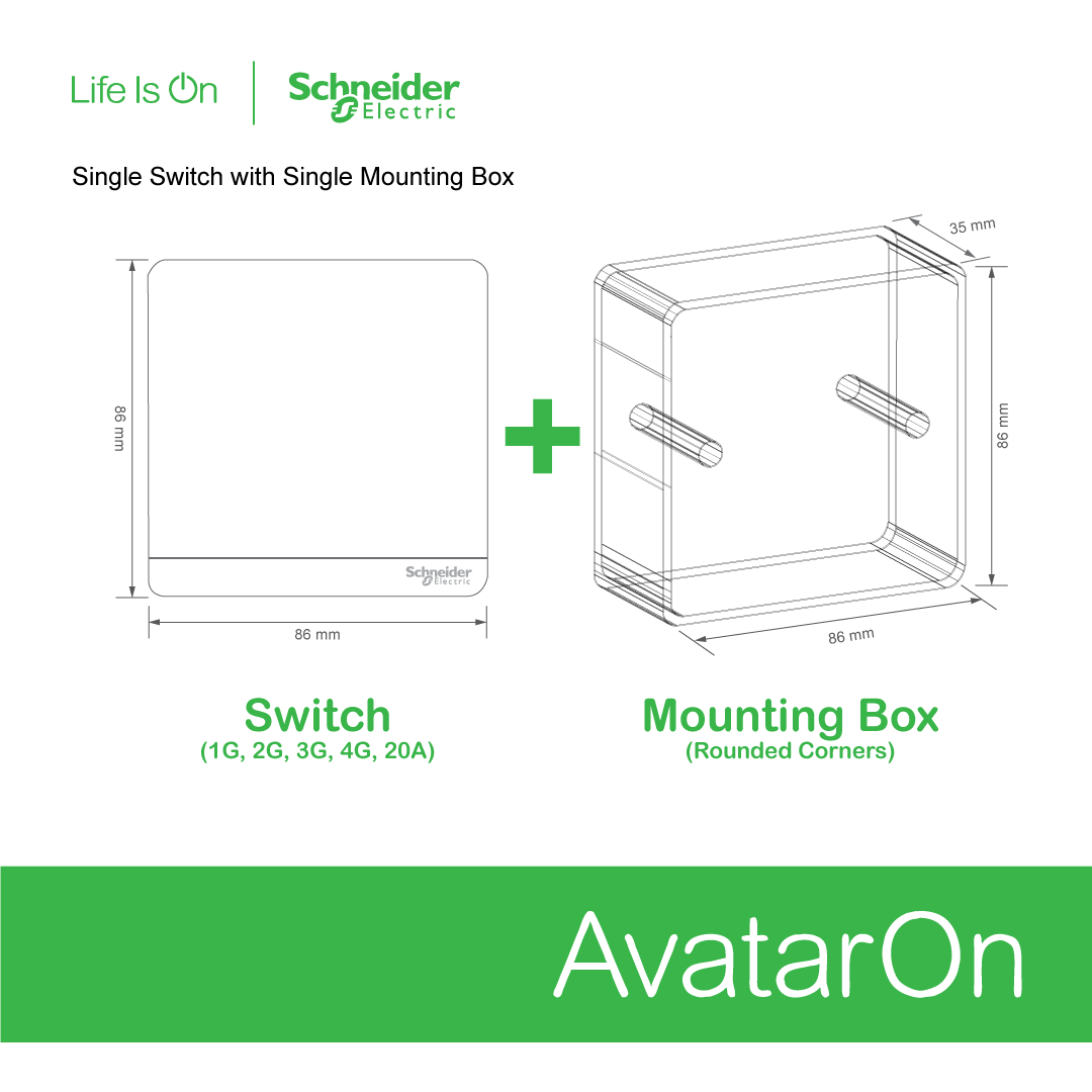 Schneider Electric AvatarOn- LED on indicator- 20A Double pole switch ...